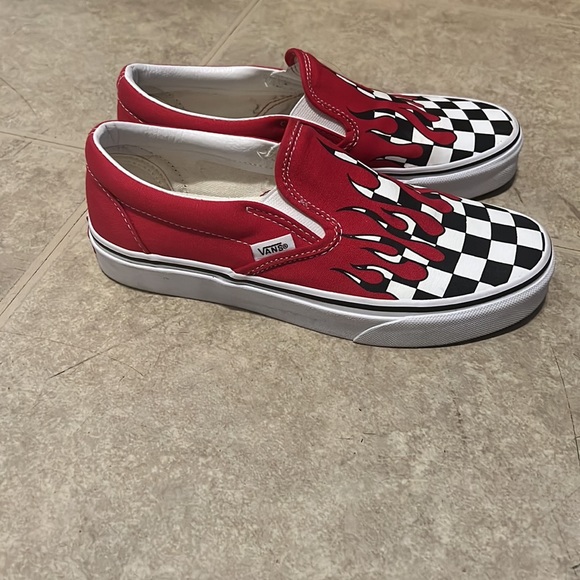 Vans | Shoes | Womens 65 Checkered Red Drip Vans | Poshmark